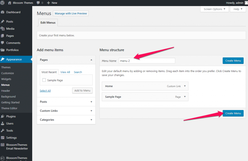 How to Create & Edit Navigation Menu? - BlossomThemes
