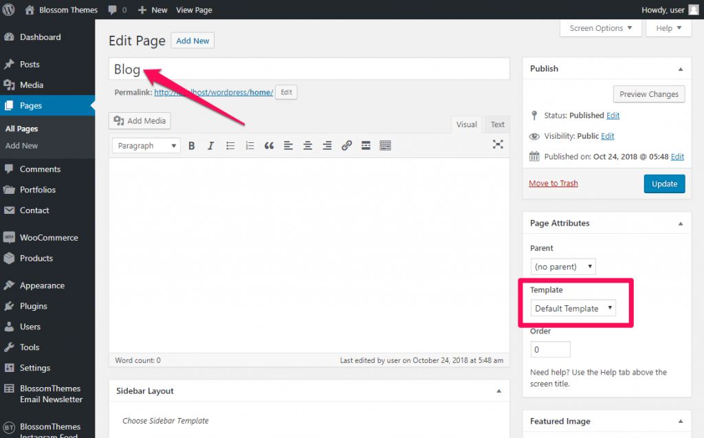 How to Set Up the Front/Landing/Home Page? - BlossomThemes
