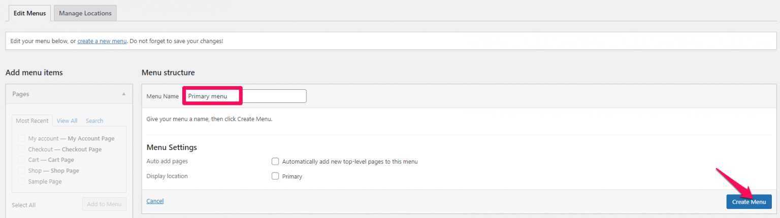 Configure Menus - BlossomThemes