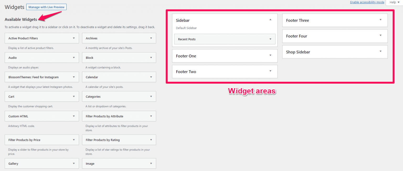 Configure Widgets - BlossomThemes